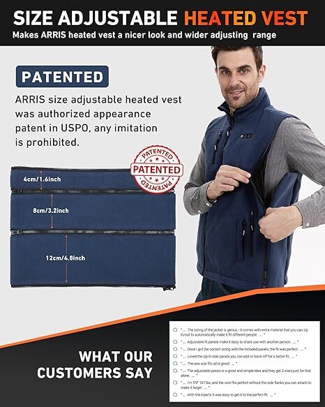 ARRIS 7.4V Mens Womens Fleece Heated Vest Combo with Battery Size ...