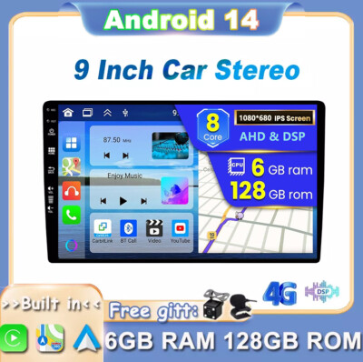 Android 14.0 Car Stereo Radio 2 DIN GPS CarPlay Head Unit RDS WIFI CAM ...