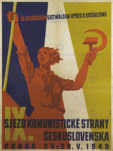 PROPAGANDA POLITICAL COMMUNISM CONGRESS HAMMER SICKLE CZECH POSTER ...