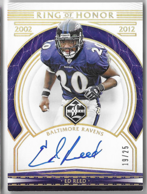 ED REED 2020 PANINI LIMITED RING OF HONOR AUTO AUTOGRAPH CARD #19/25 ...