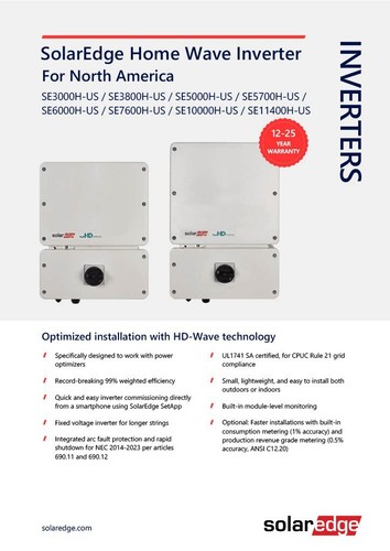 Solaredge SE6000H-US000BNU4 6Kw 240 V Single Phase String Wave Inverter ...