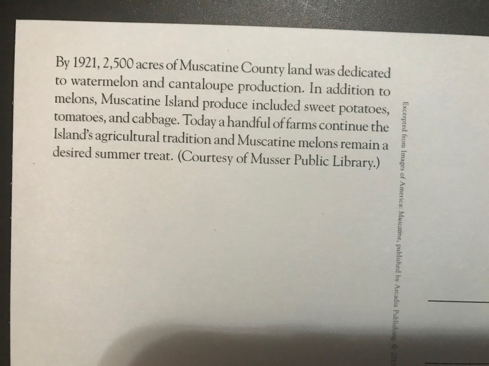 POSTCARD UNPOSTED IOWA, MUSCATINE- MELON CRATES AT RAIL DEPOT, c. 1920 ...