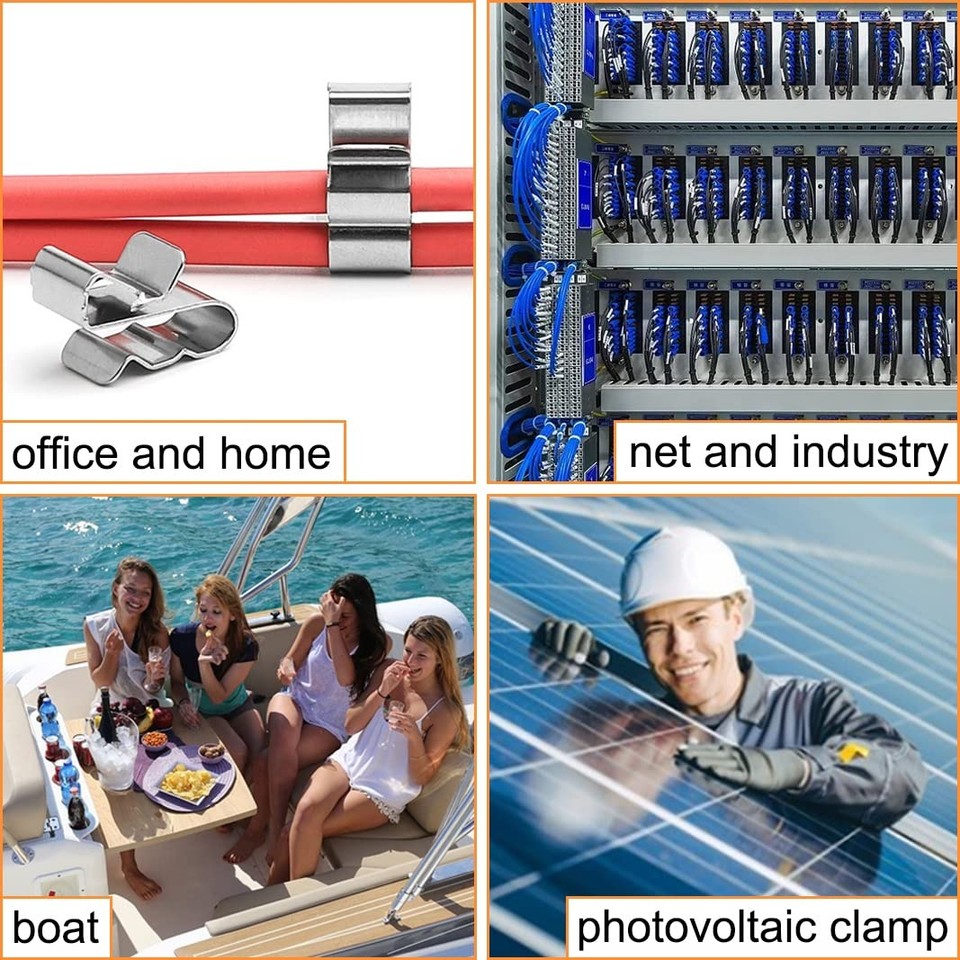 50 Pcs Stainless Steel Trailer Wire Clips Solar Panel Double Wire Clips ...