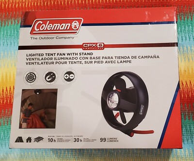 Coleman Lighted Tent Fan with Stand 10h/ 30h 99 Lumens - New | eBay