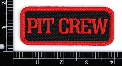 Pit Crew Embroidered Patch Black/Red Iron-On Sew-On Shirt Backpack Hat ...