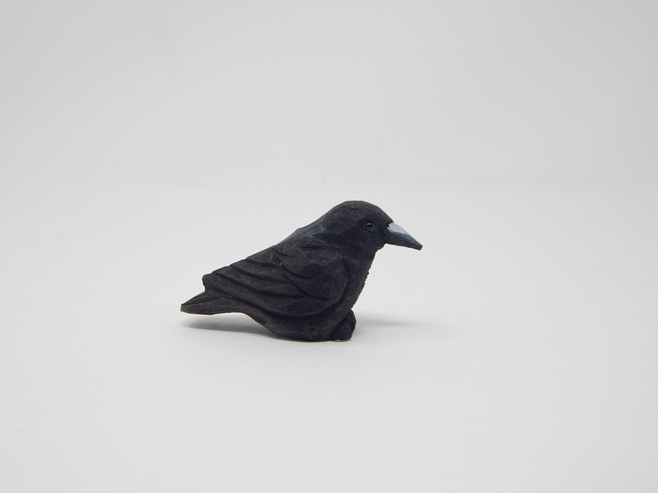 Raven Crow Figure Miniature Black Bird Statue Sculpture Decor Garden ...