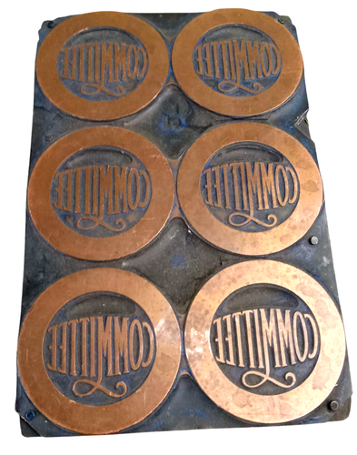 Vintage Antique Copper Wood Printing Letter Press Block Plate COMMITTEE ...