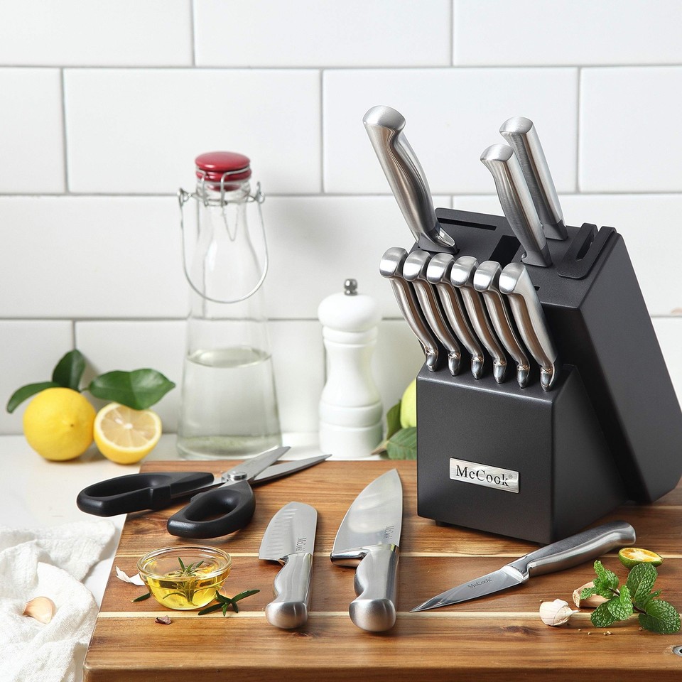 McCook® Knife Sets, German Stainless Steel Knife Block Sets with Built ...
