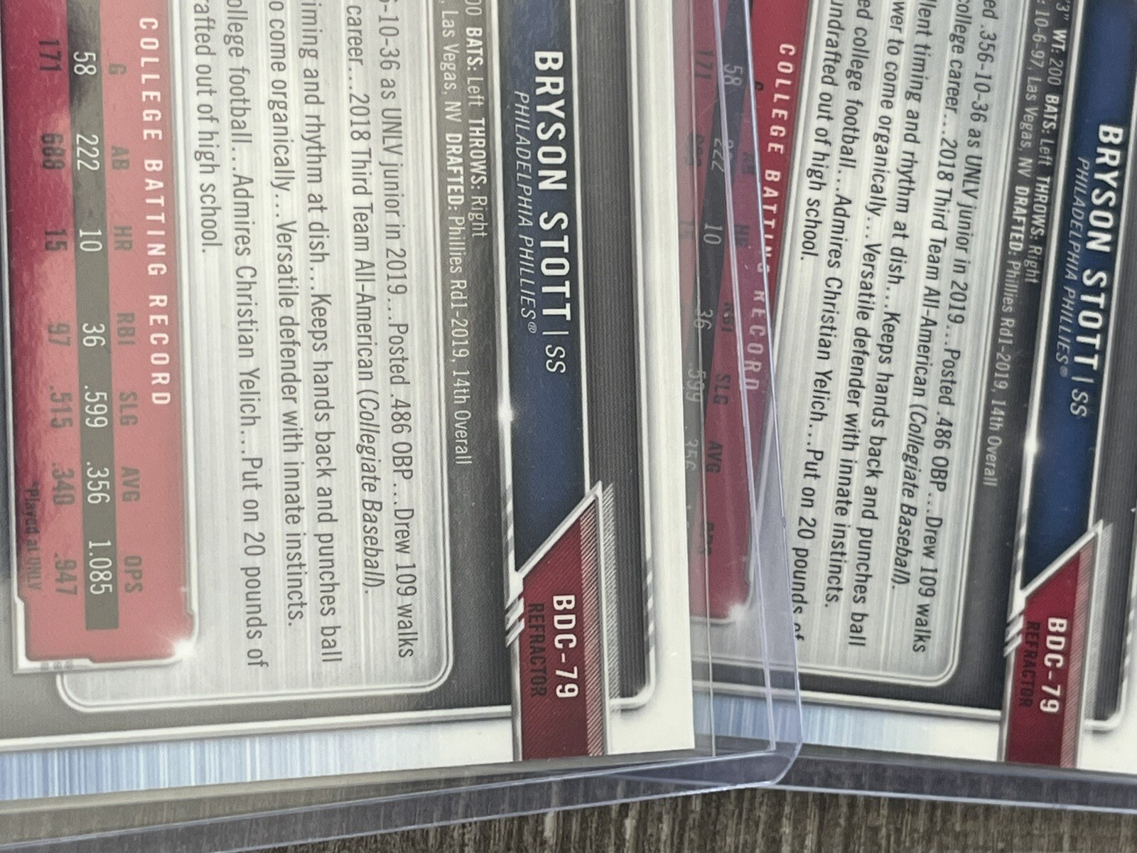 2019 bryson stott rookie card lot 17 card lot, bowman chrome refractor ...