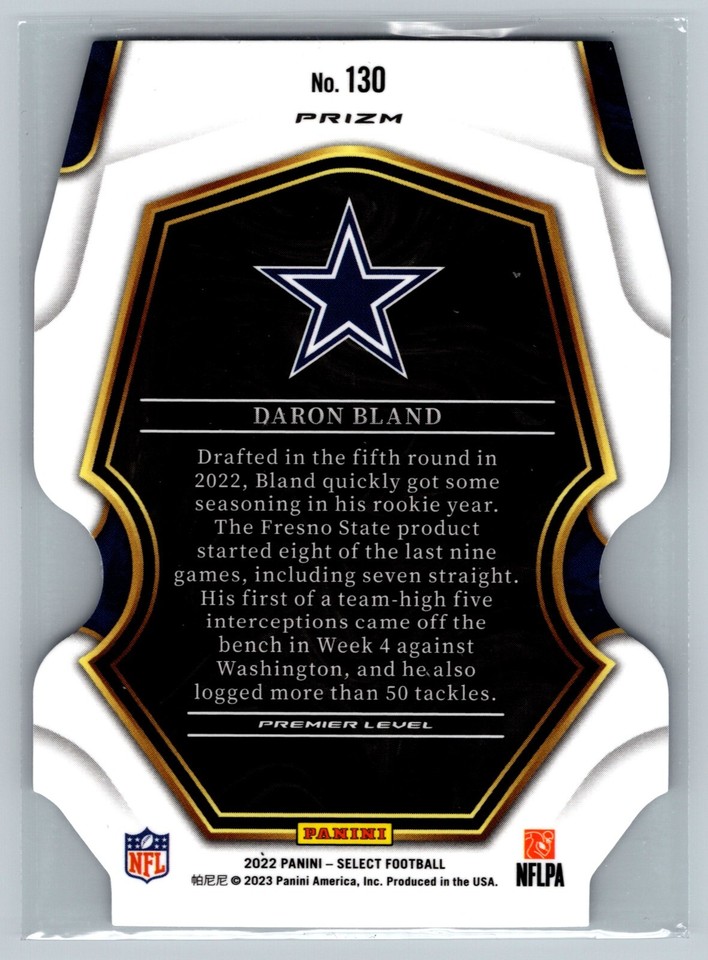 2022 Panini Select Premier Level #130 Daron Bland Die-Cut Red & Blue ...
