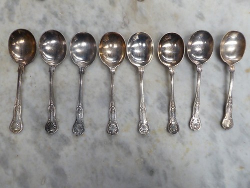 VINTAGE KINGS PATTERN EPNS A1 SILVER PLATE SET OF 8 SOUP SPOONS | eBay