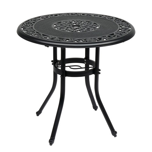 Outdoor Cast Aluminum Round Dining Table 32x32 29 Inch Weather ...