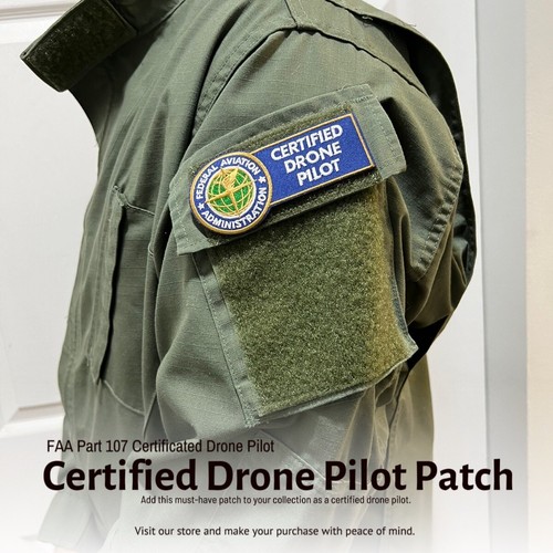 FAA Certified Drone Pilot Patch 2 x 4 inch (w hook and loop closure or ...