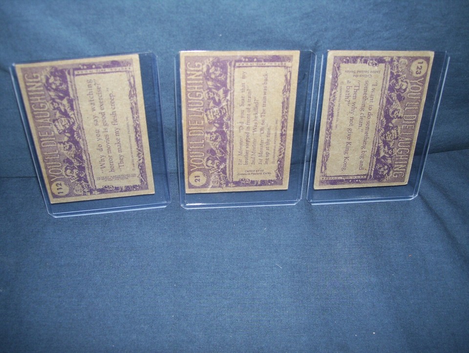 Vintage Creature Feature Trading Card Lot #21, #112 and #123 1970's | eBay