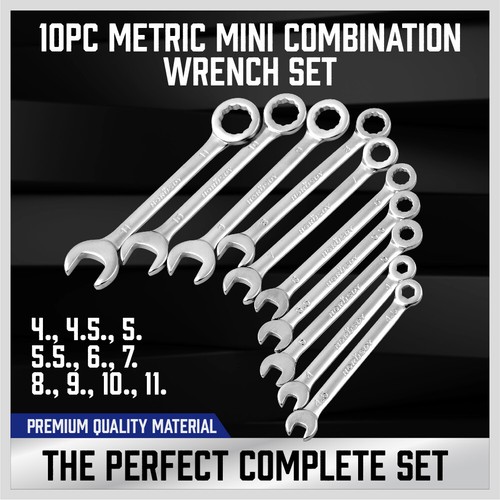 20 pc Mini Wrench Set Metric SAE Ignition Spanner Open End and Box End ...