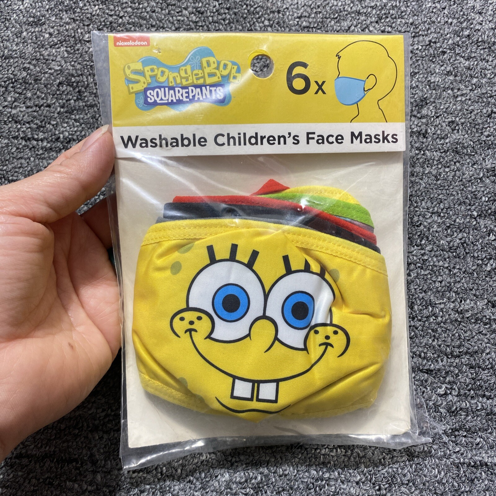 Kids Spongebob SquarePants Reusable Face Masks 6 Pack Rainbow Lot NiP ...