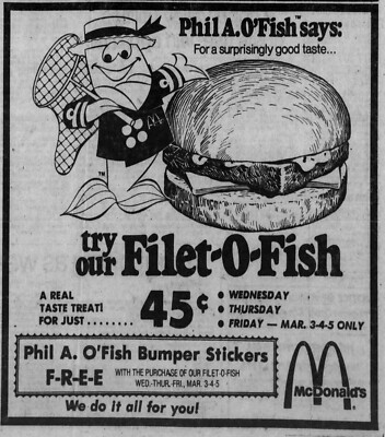 McDonalds Filet-O-Fish Ad 1976 POSTER 24 X 18 Inches Nice Wall Art | eBay