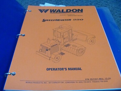 Waldon Sweepmaster 250 Street Sweeper Owner Operator Manual User Guide ...
