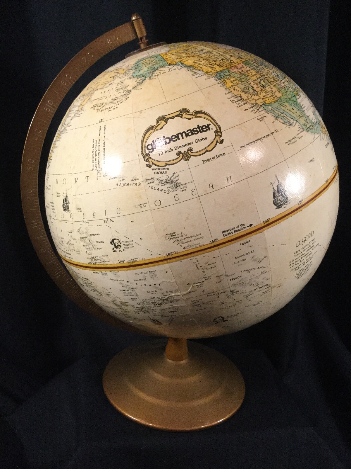 Vintage Replogle Globemaster 12 Inch Globe LeRoy M. Tolman Raised Metal ...