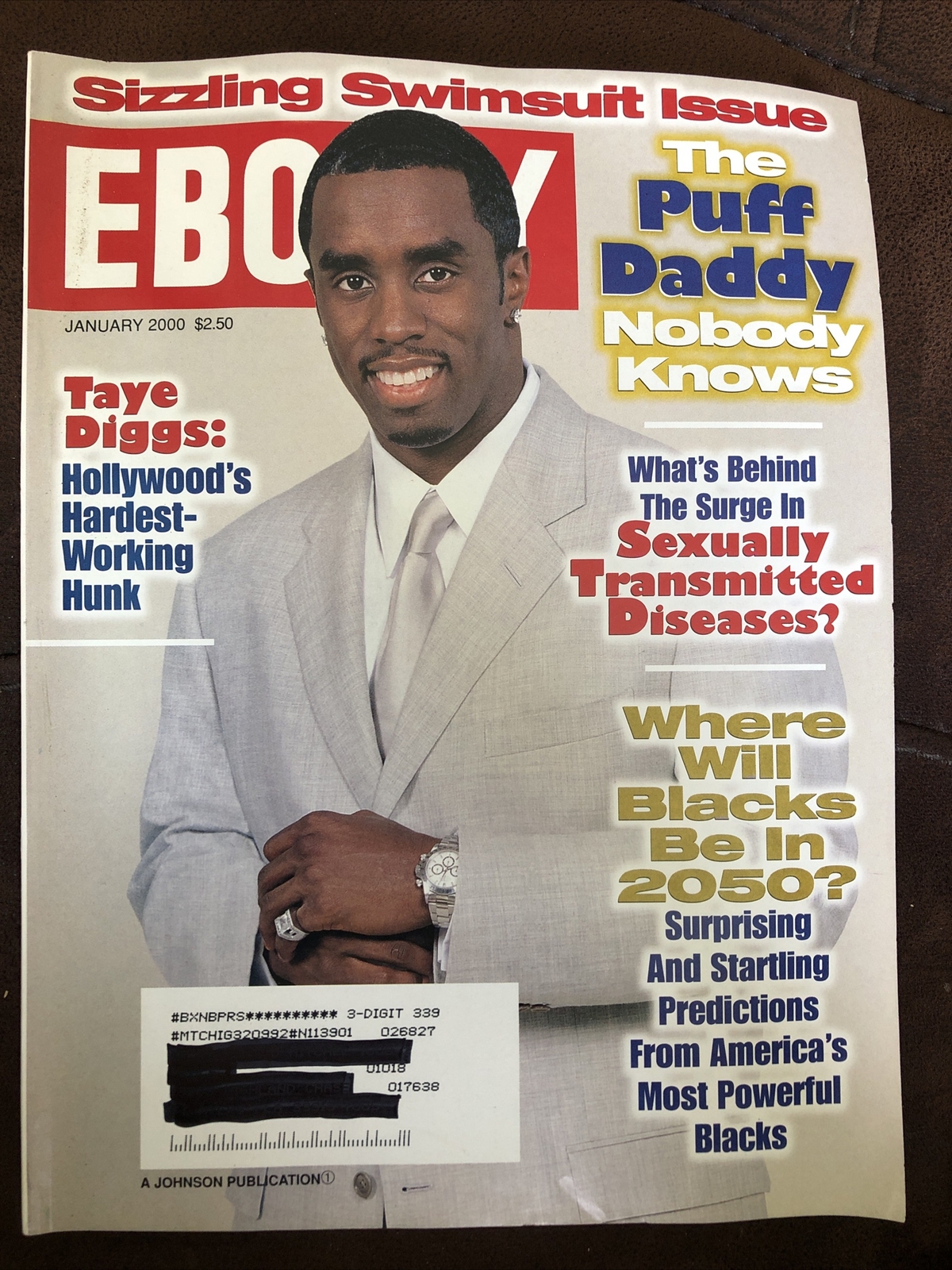 Ebony Magazine Puff Daddy Taye Diggs January 2000 ...Like NEW CONDITION ...