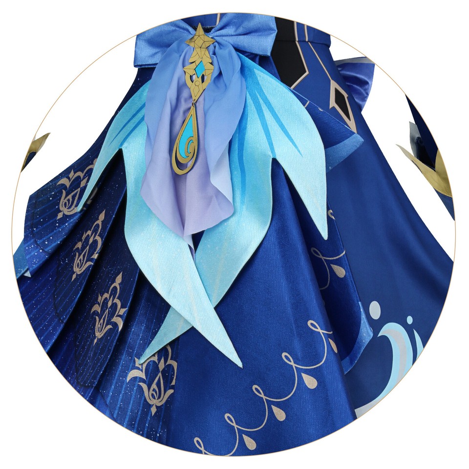 Genshin Impact Focalors Furina Cosplay Dark Deluxe Costume+Hat Set ...