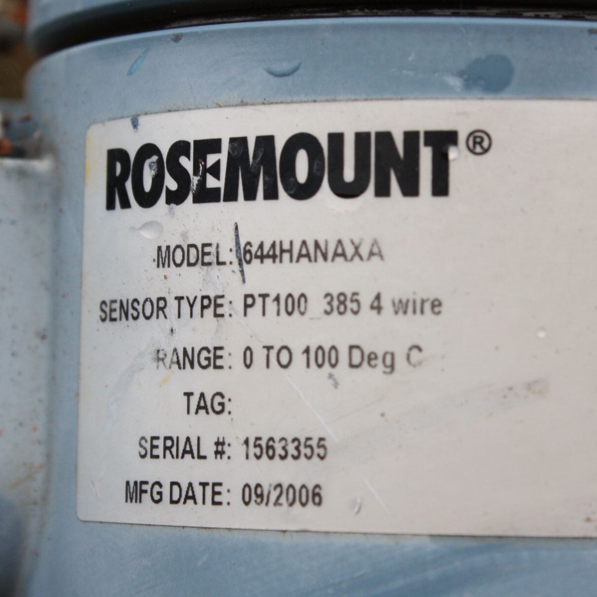 Rosemount Temperature sensor transmitte 644HANAXA PT100_385 4 WIRE 0 ...