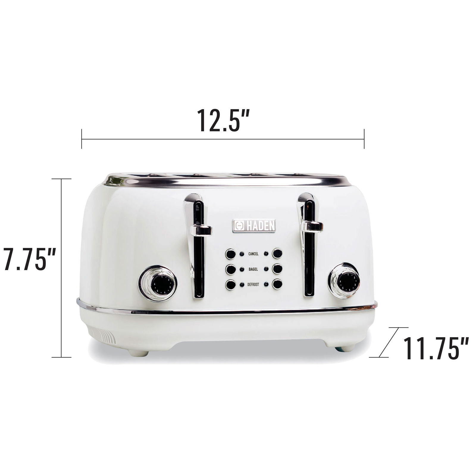 75013 Heritage 4 Slice Wide Stainless Steel Body Retro Toaster, White ...