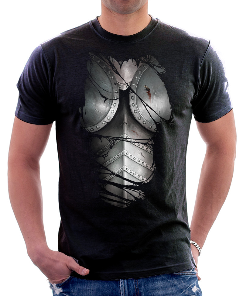 Armour plated titanium metal thor 300 sparta printed black cotton t ...