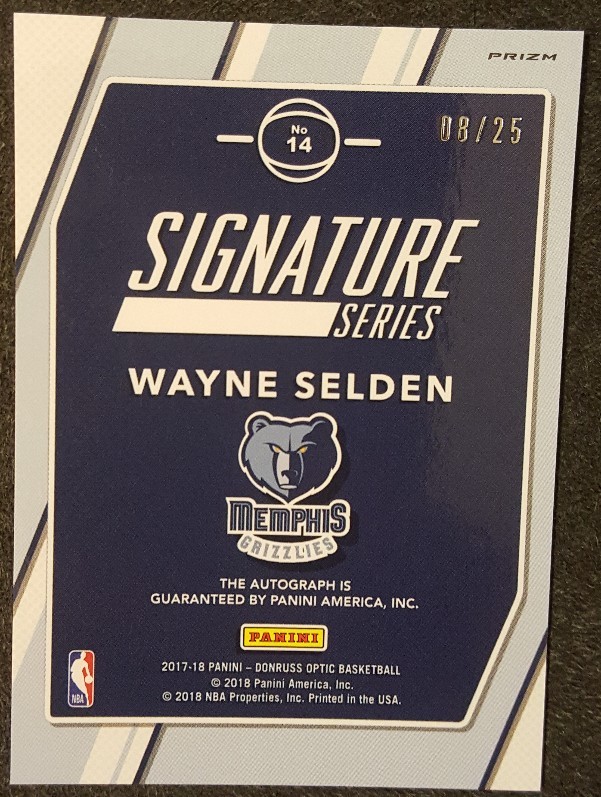 2017-18 DONRUSS OPTIC WAYNE SELDON PINK PRIZM RC AUTO SIGNATURE SERIES ...