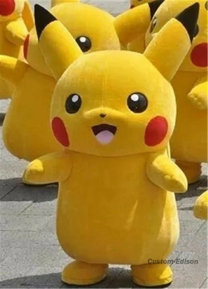 Pikachu Adult Mascot Costume Dress Halloween Birthday Party Cosplay ...
