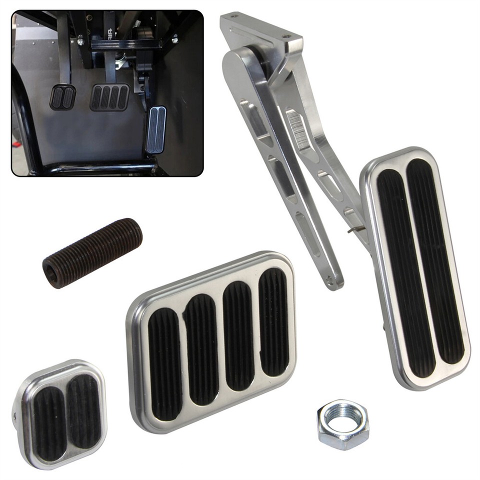 Billet Gas Pedal w/Brake+Clutch Pad & 36" Throttle Cable Bracket Spring ...