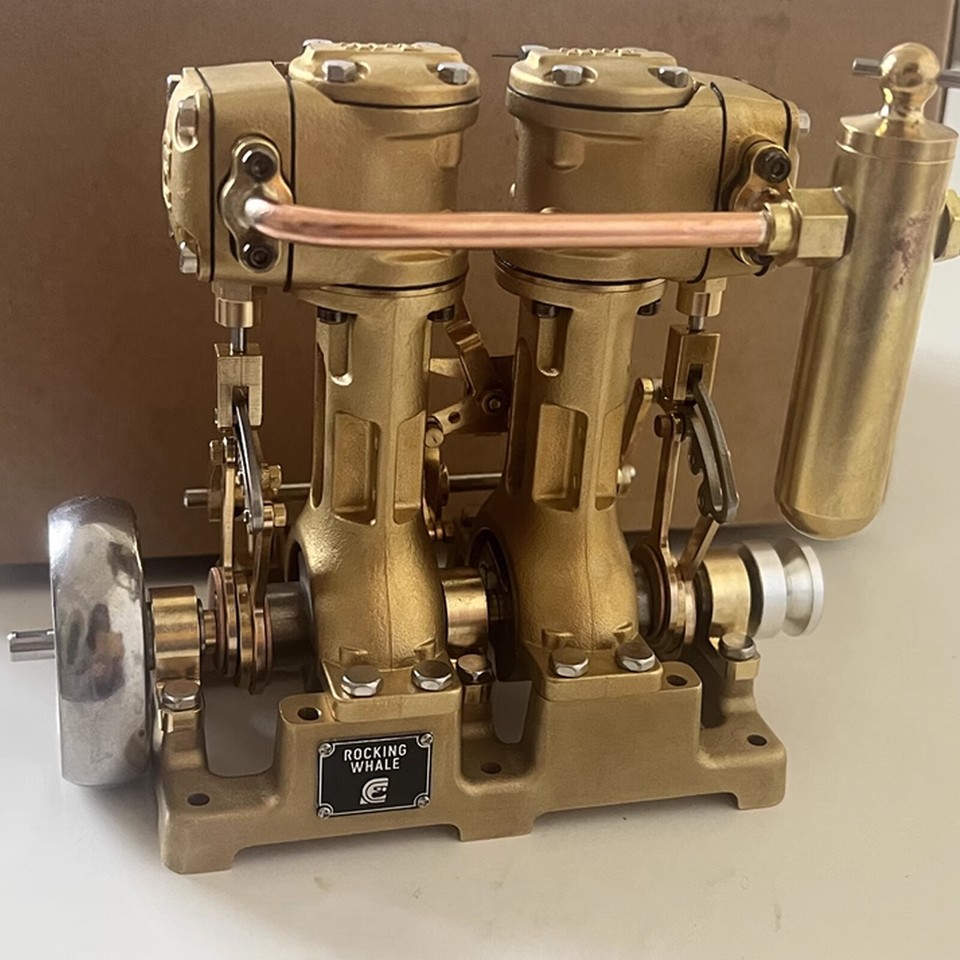 Powerful L2 Retro Steam Engine Model Dual Cylinders Die-cast Brass ...