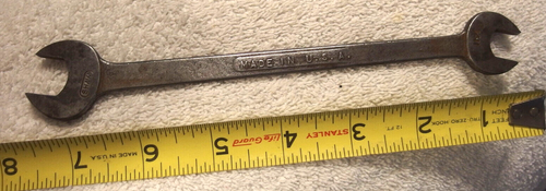 1411 17/32",7/16" antique Shaw Tappet Open End Wrench Chrome Alloy USA ...