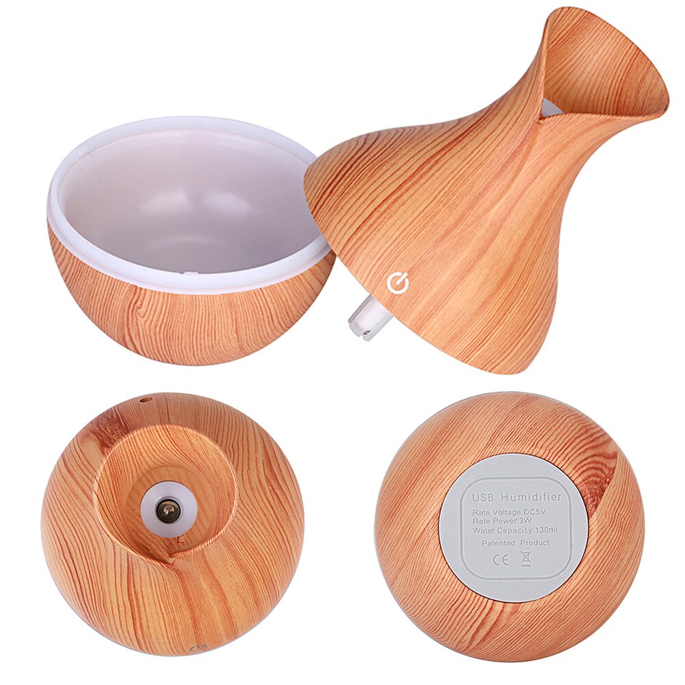130ML Aroma Essential Oil Diffuser Wood Grain Aromatherapy Humidifier ...