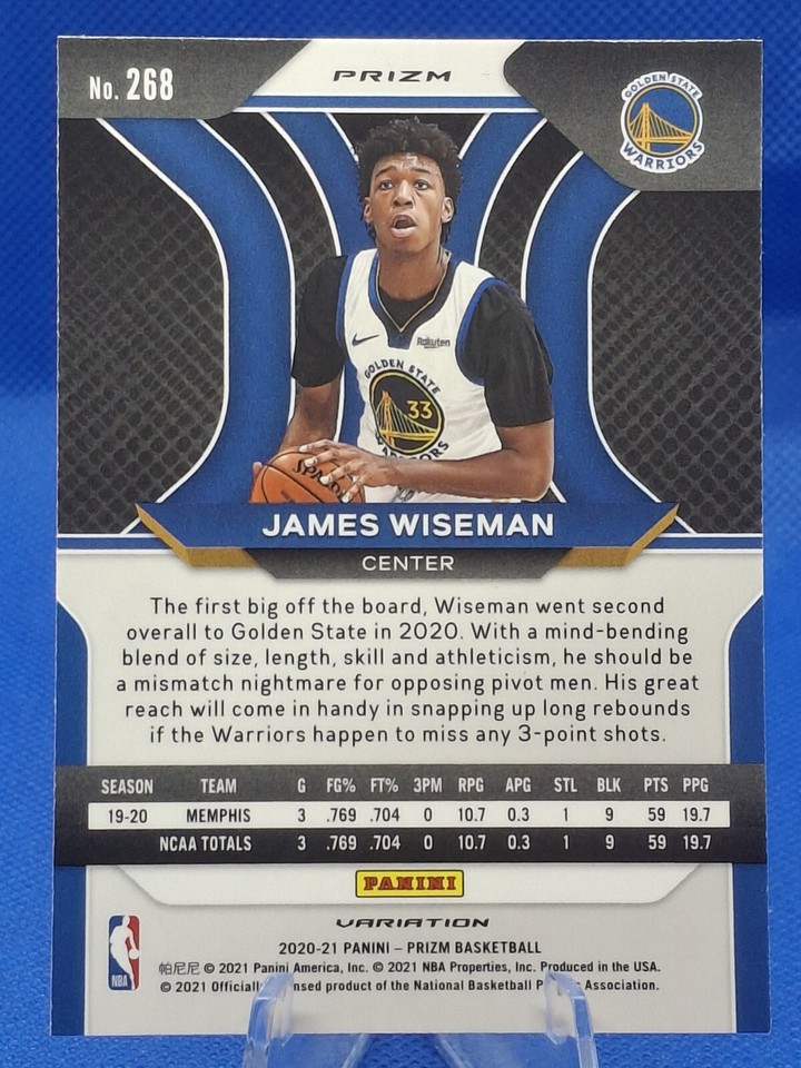 2020-21 Panini Prizm Fastbreak Variation James Wiseman RC Silver Disco ...