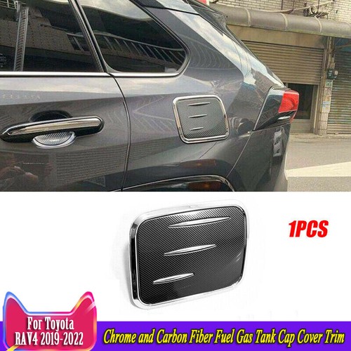 Chrome + Carbon Fiber Fuel Gas Tank Cap Cover Trim Fit For Toyota RAV4 ...