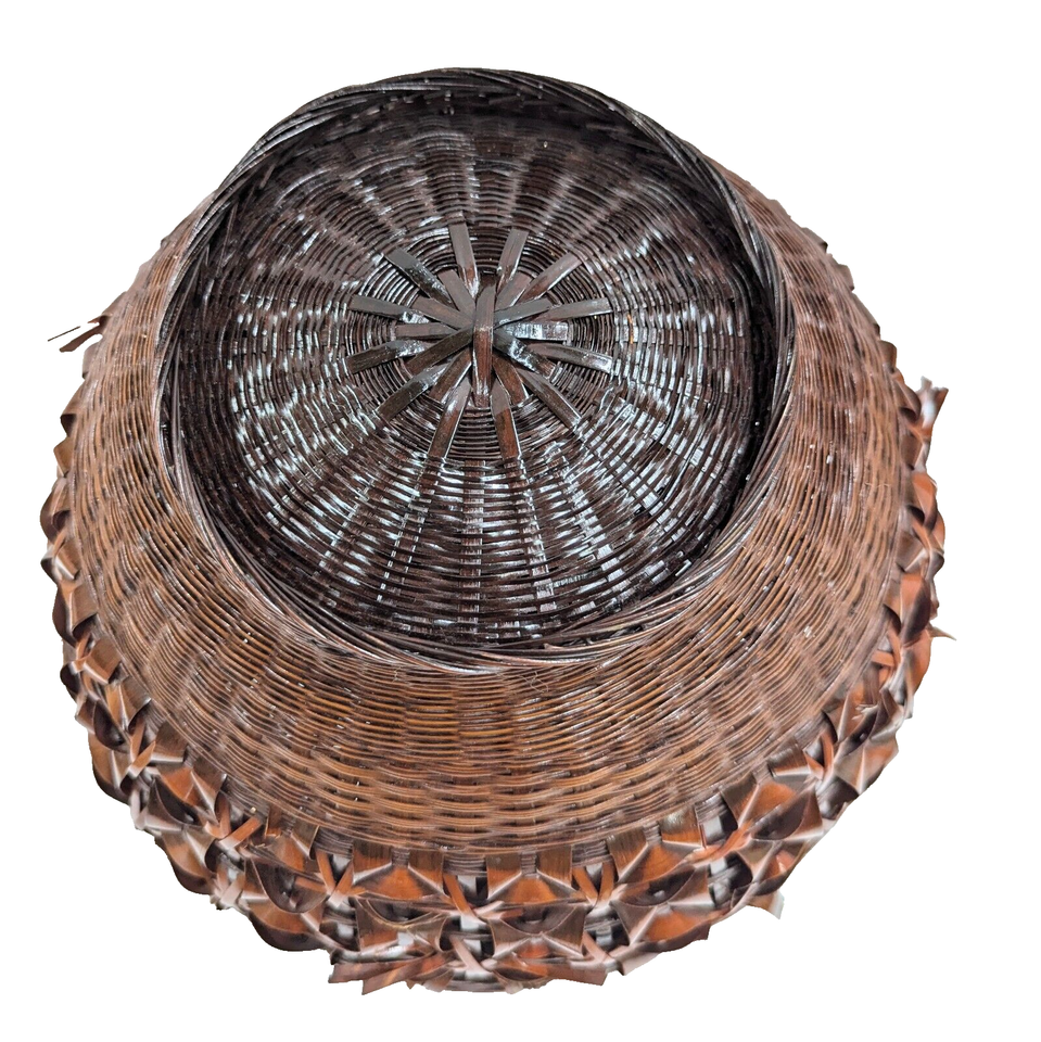 Ikebana Bamboo Woven Style Carrying Arm Basket Market Gathering VTG ...