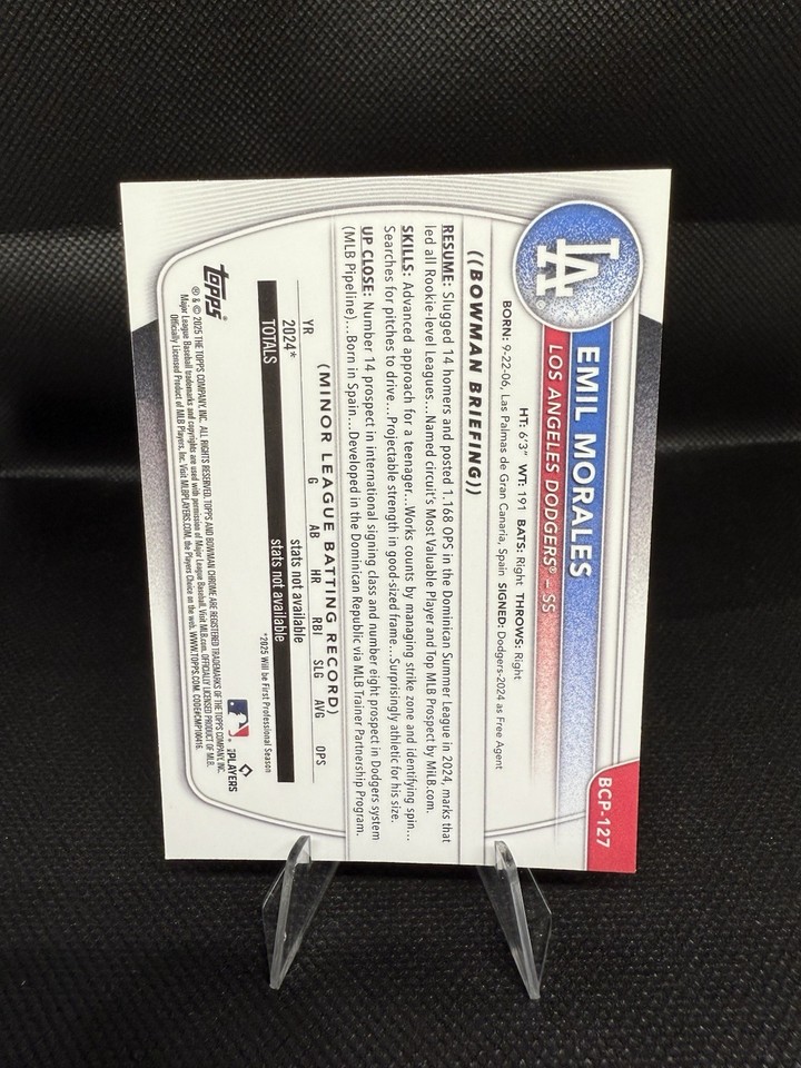 2025 Bowman Chrome Emil Morales Mini Diamond BCP-127 Los Angeles ...