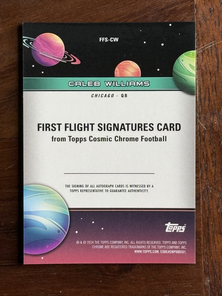 2024 TOPPS COSMIC CHROME CALEB WILLIAMS #FFS-CW FIRST FLIGHT SIGNATURES ...