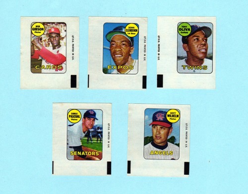 1969 TOPPS BASEBALL DECALS 5 CARD LESSER CONDITION LOT (OLIVA / GIBSON ...