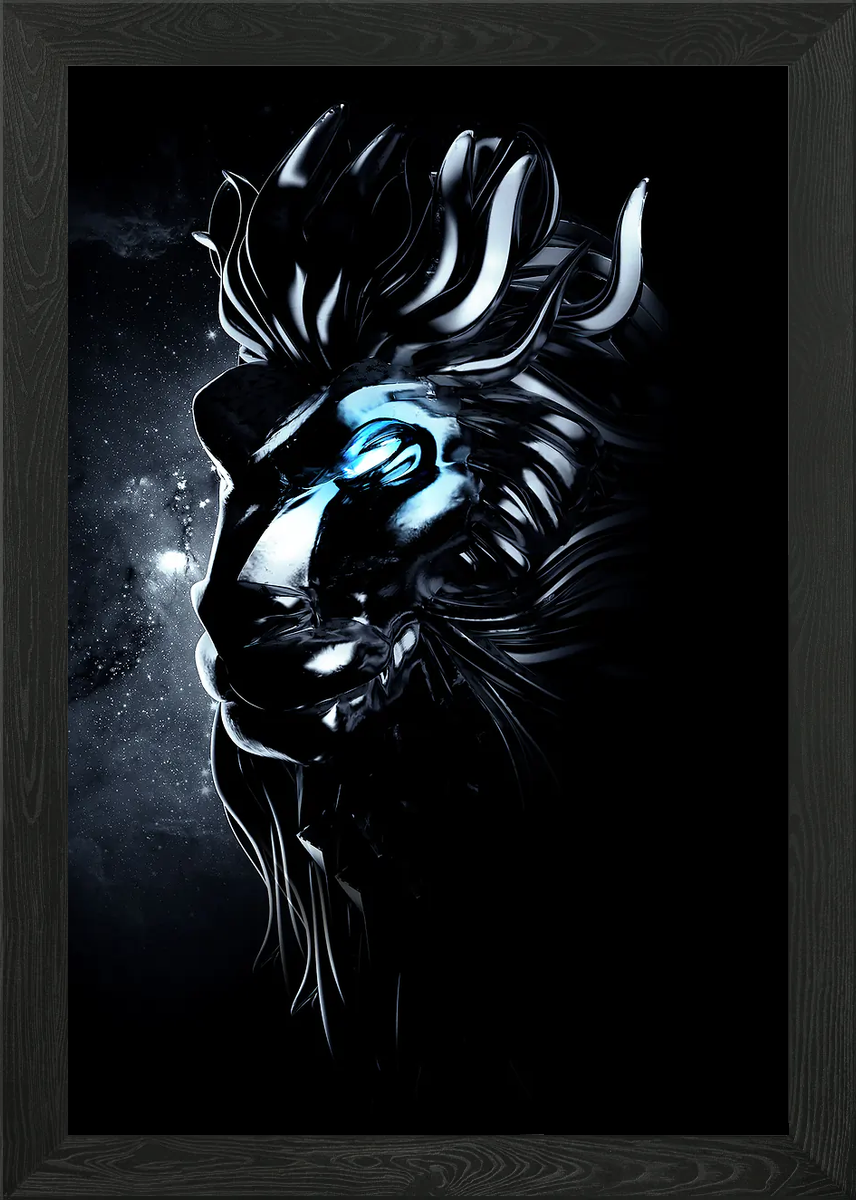 Metal lion head Framed Wall Art Poster Canvas Print Picture | eBay UK