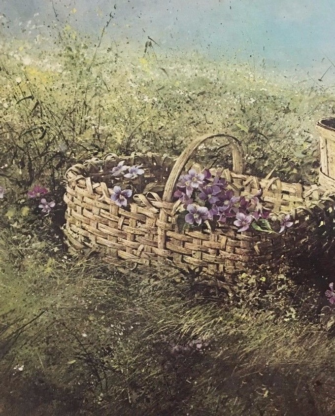 Adolph Sehring, Purple Flowers in Basket-Floral-Art For sale | eBay