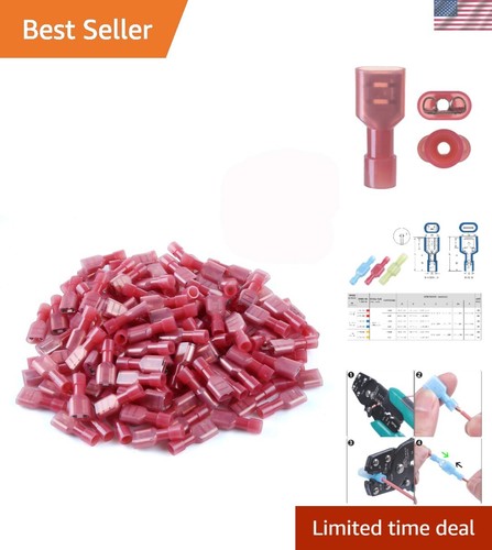 High-Quality 22-16 AWG Fully Insulated 500 Pcs Red Spade Disconnect ...
