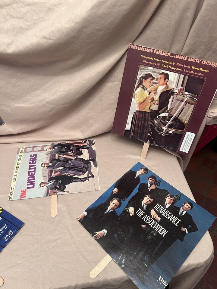 Upcycled Vtg Vinyl Record Cover Art Hand Fans 5pack, Festival,party ...