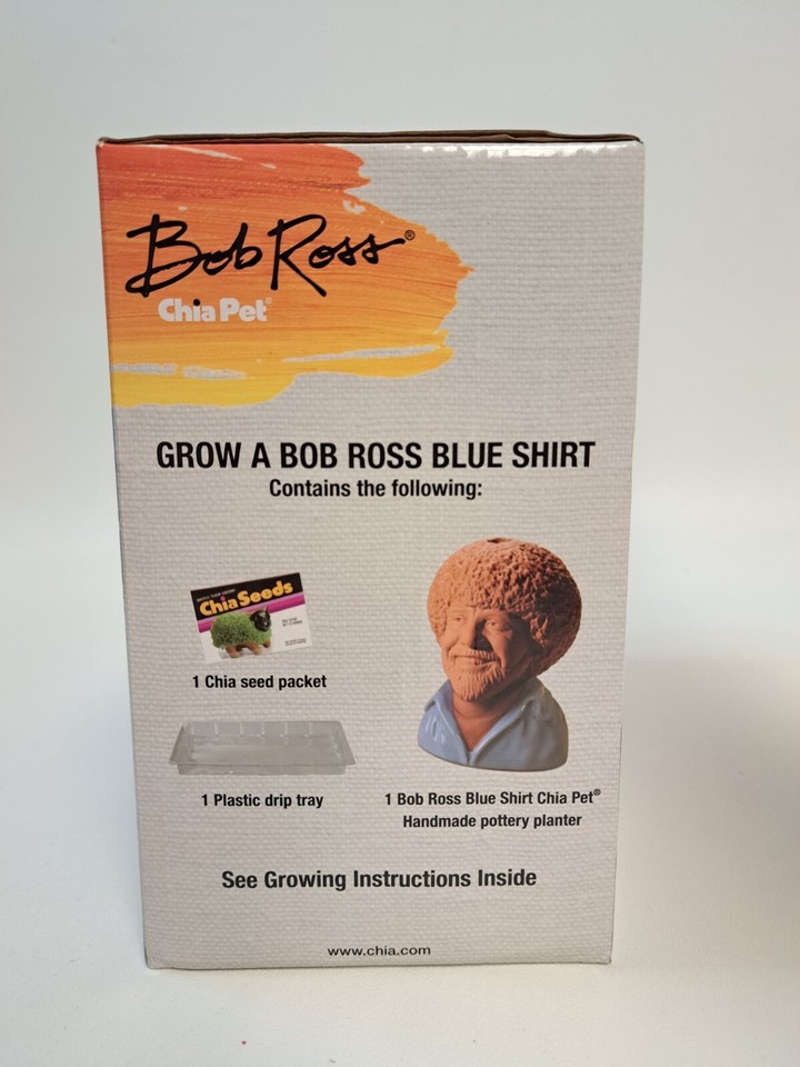 Bob Ross Blue Shirt Genuine Chia Pet Home Garden Planter Pottery, NEW ...