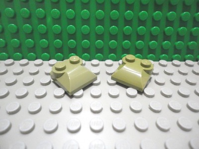 Lego 2 Olive Green 2x2 Curved Smooth Slopes with 2 top studs car truck ...