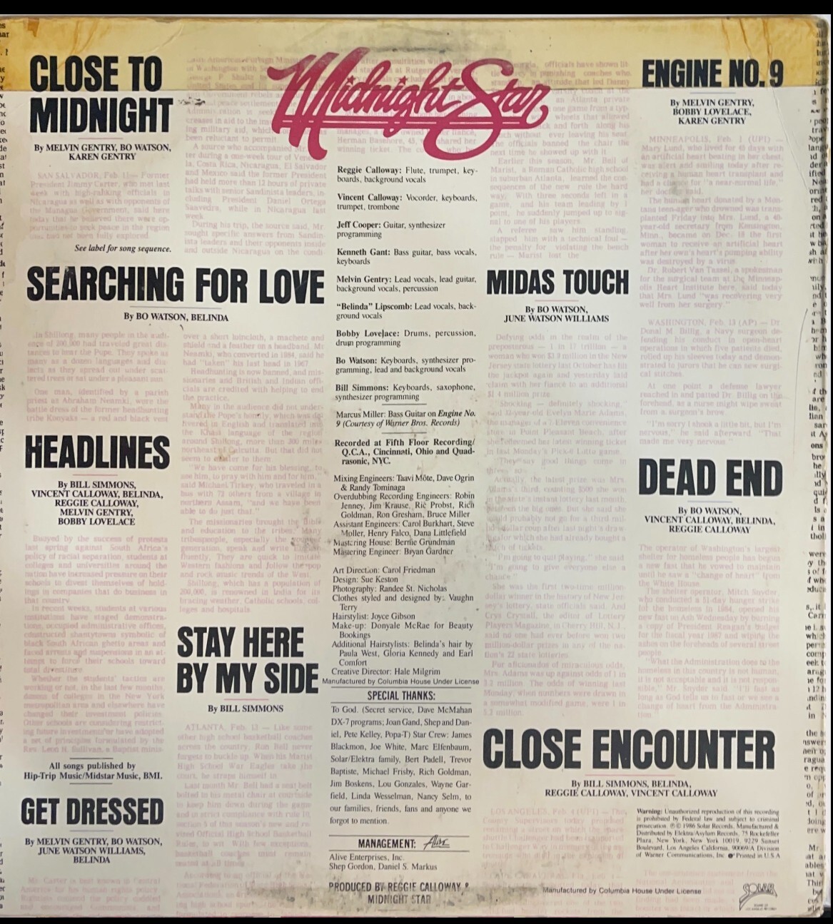 Midnight Star - Headlines LP (1986) Solar 60454-1 | eBay