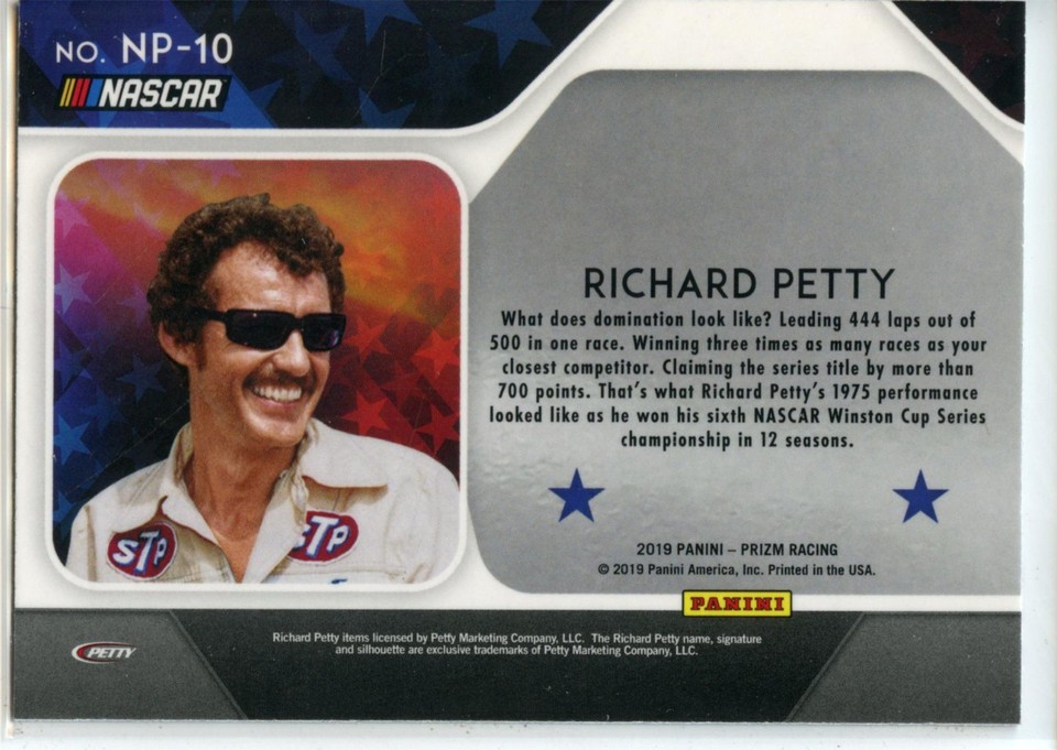2019 Panini Prizm Racing NASCAR National Pride Insert #NP-10 Richard ...