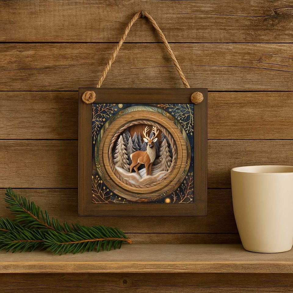 Deer Rustic Lodge Sign – Small or Large Cabin Wall Decor Plaque, Wood ...
