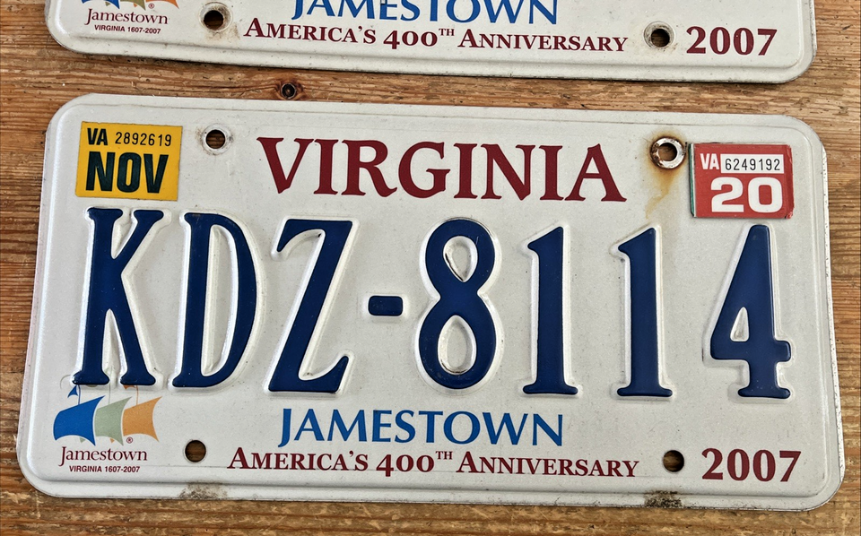 Virginia License Plate Set KDZ-8114 Matching Pair Tags VA Plates ...